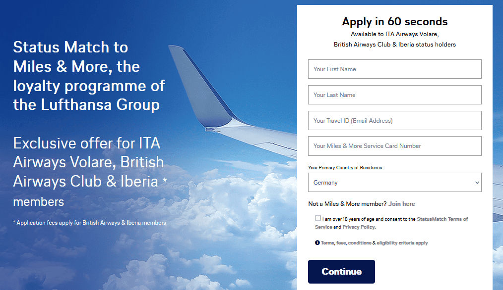 Miles&More: €99 Status Match from British Airways Club & Iberia Plus