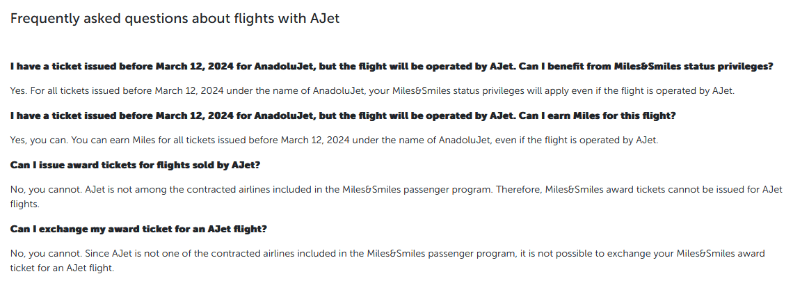 AnadoluJet Becomes AJet: No More Mileage Credits or Status Benefits ...