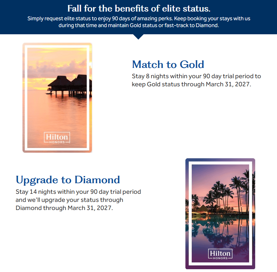 Hilton Honors Status Match Challenge: Gain Gold & Diamond Tier Until ...