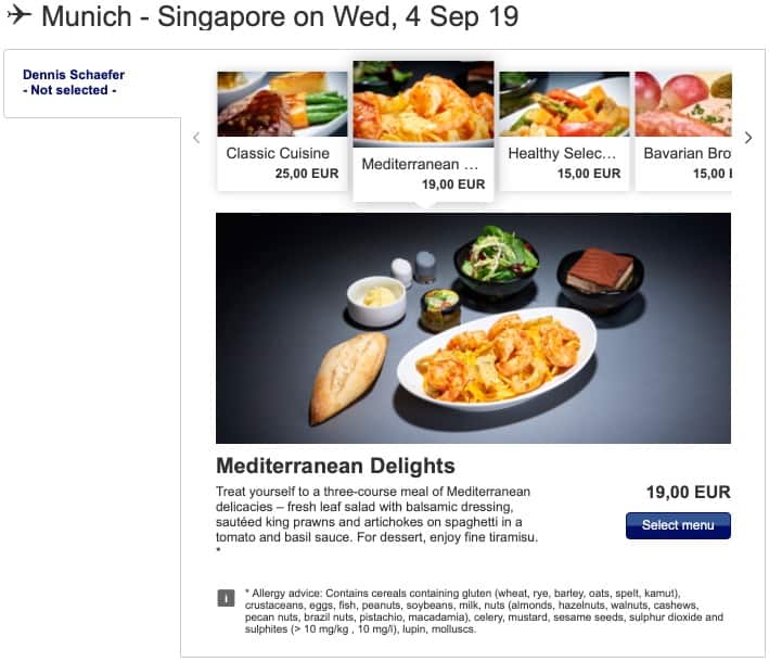 Review: Lufthansa a la carte dining
