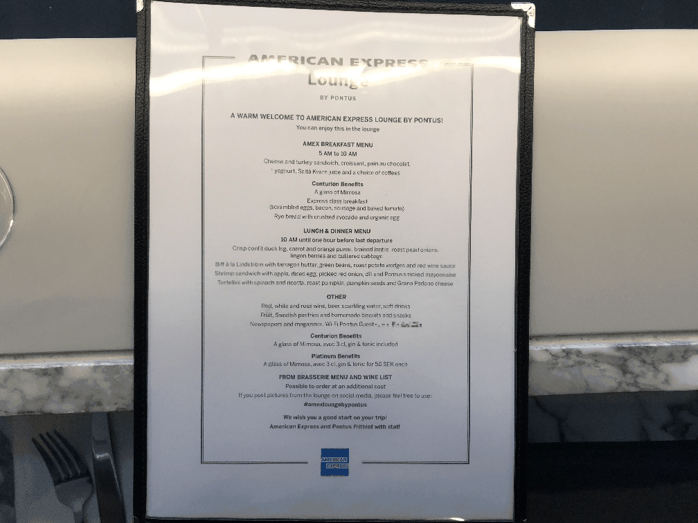 Review: American Express Lounge by Pontus In The Air at Stockholm Arlanda