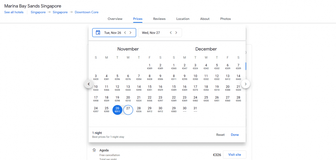 Google Hotels: Finding the Cheapest Dates for a Stay