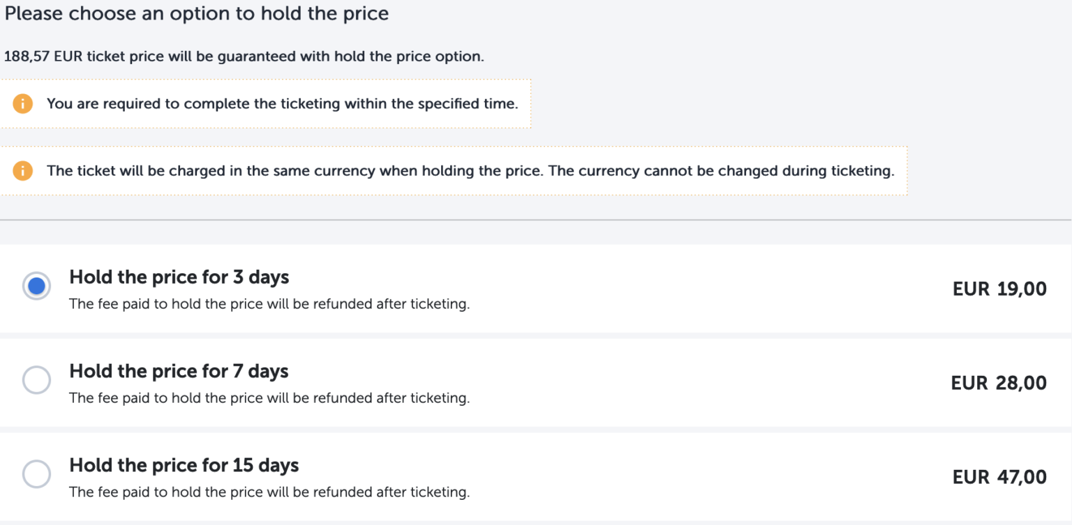 Holding a Flight Price: Which Airlines Offer it, and What Does it Cost?